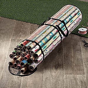 ZOBER Wrapping Paper Storage Containers - 40 Inch Gift Wrapping Organizer Storage - Fits 20 Standard Rolls of Wrapping Paper - Breathable Fabric, Waterproof