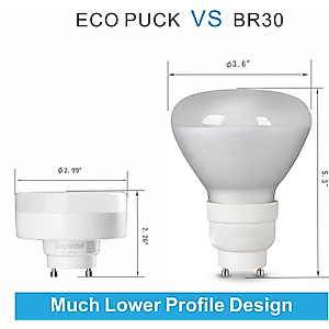 Legental 10w LED Puck GU24 Squat Light Bulb,18w Low Profile Spring CFL Equivalent,25000hrs Lifespan,1000LM,Cool White(5000K),120-277V, Damp Location Suitable,UL Listed, 2 Pack