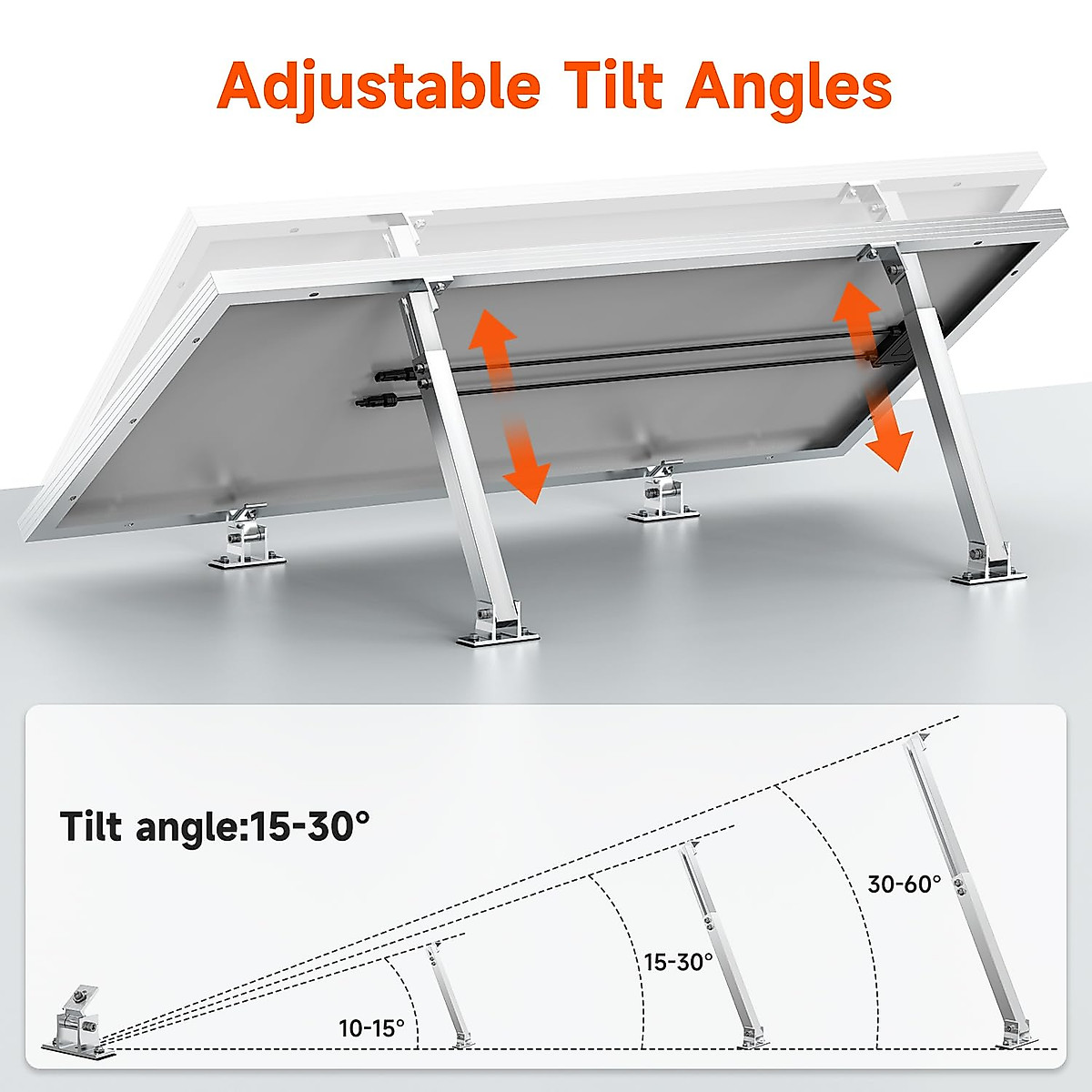 RICH SOLAR Adjustable Solar Panel Tilt Mount Brackets Support up to 300 Watt Solar Panel for Roof, RV, Boat and Any Flat Surface, for on-Grid/Off-Grid Systems