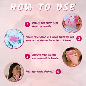 Ice Roller, Cold Facial Ice Roller Massager for Eye Puffiness, Ice Roller For Face, Facial Beauty Ice Roller Skin Care Tools, Ice Rollers for Women Facial Massager for Minor Injury Roller(Pink)