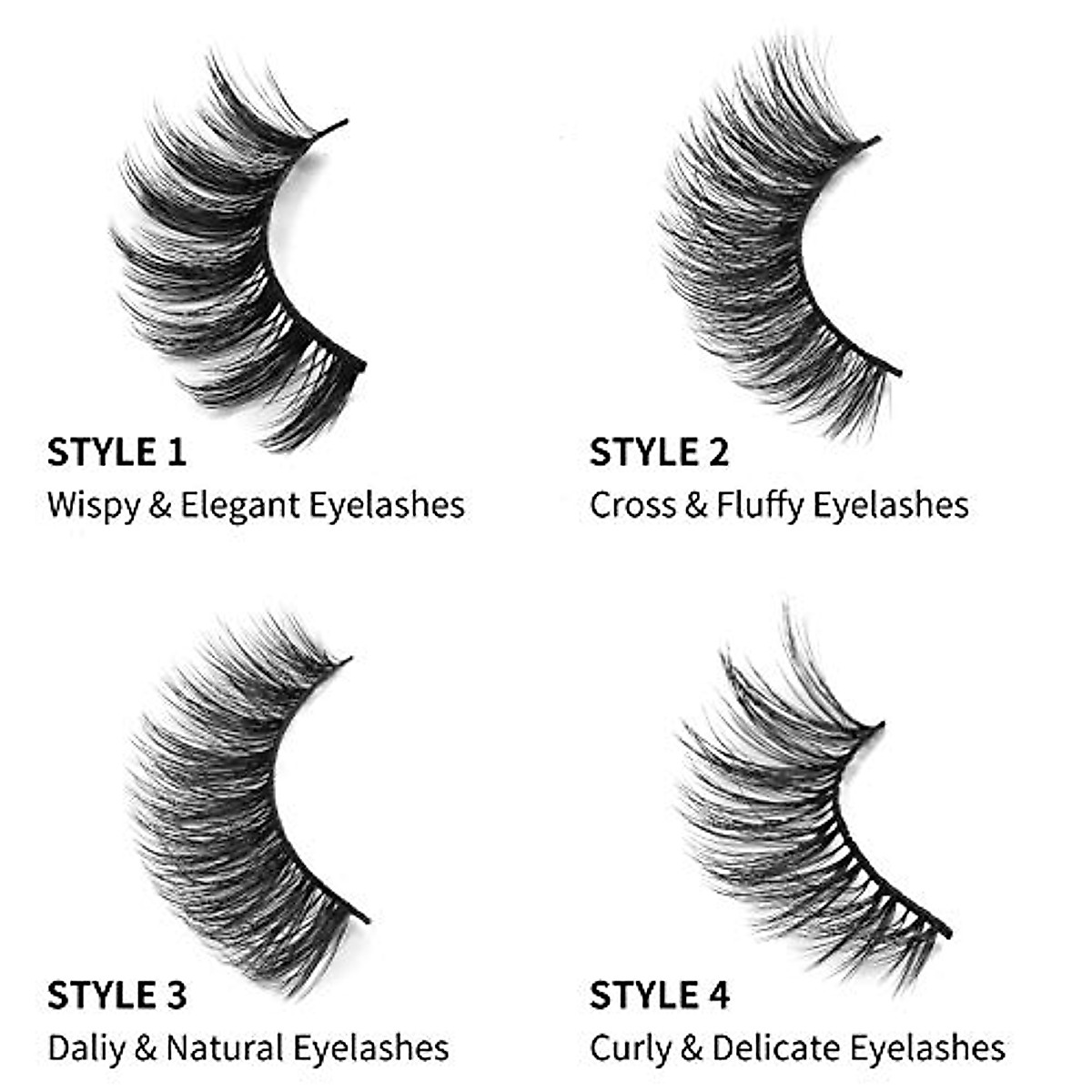 DYSILK False Eyelashes Lashes Mink - Mink Lashes Fluffy 16 Pairs 6D 4 Styles Mixed Lashes Faux Eyelashes Wispy Fluffy Natural Look Fake Eyelashes Mink Lashes Soft Reusable Eye Lashes | 15mm 18mm
