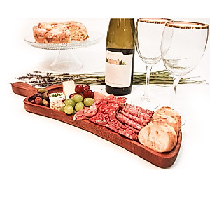 Wooden Cheese Board & Charcuterie Set with Handles - Set of 2 Wooden Tongs, 2 Cheese Knives - Can be Used as Meat Tray, Cheese Tray, Serving Board or Long Serving Platter.