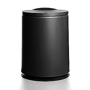 HANAMYA 10 Liter / 2.6 Gallon Cylindrical Trash Can with Press Top Lid, Round Garbage Bin, for Home, Office, Bathroom, Black