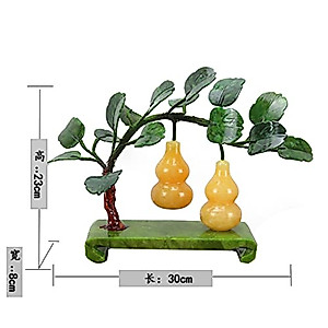 WYFDP Jade Fortune Feng Shui Gourd Potted Ornaments to Attract Wealth and Gather Wealth Living Room Wine Cabinet Decorations (Color : Gray, Size : 23 * 8 * 30cm)