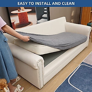 Eismodra Couch Covers for 2 Cushion Couch Sofa Stretch Sectional Couch Cover for Dogs Pet L Shaped Sofa Slipcovers 3 Cushion Seat Leather Furniture Protector,Gray Length 37-53 inches (Only 1 Piece)