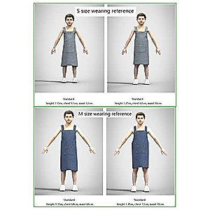 Vanoker Kids Denim Cotton Canvas Cross Back Aprons Kitchen Garden Square Children Pure Child Smock with Pocket for Baking Paint Cook (Blue, M)