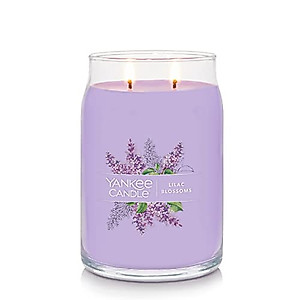Yankee Candle Lilac Blossoms Scented, Signature 20oz Large Jar 2-Wick Candle, Over 60 Hours of Burn Time