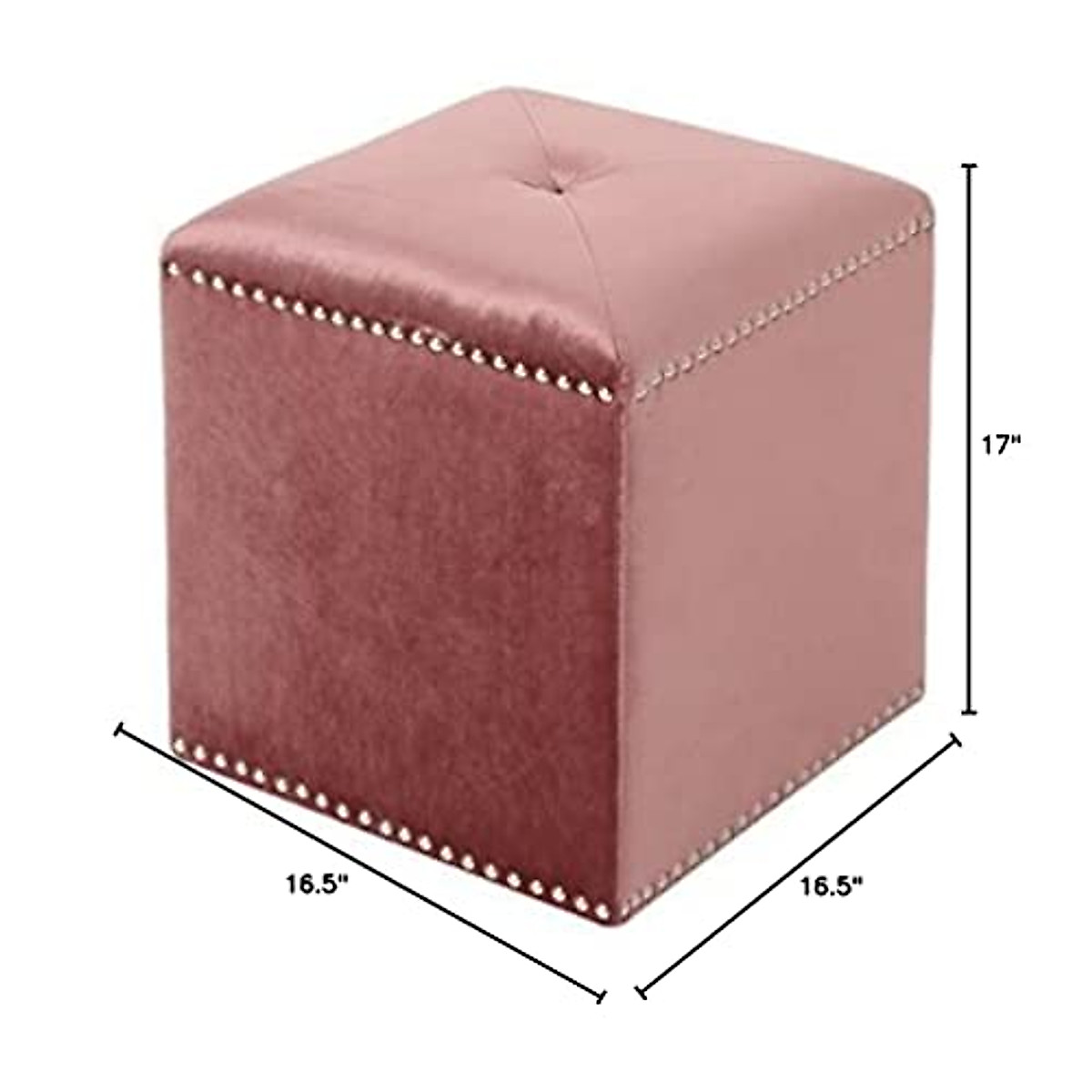 Christopher Knight Home Allen Glam Velvet Ottoman, Blush
