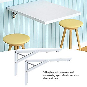 2PCS Triangular Folding Brackets - Heavy Duty Stainless Steel Shelf and Collapsible Table Support, Wall Bracket for Foldable Table, Metal Wall Shelf Bracket