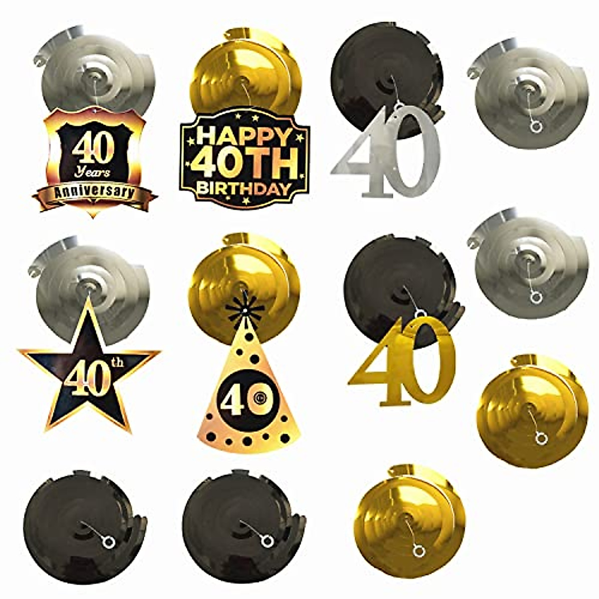 40th Birthday Decorations for Men Women Cheers to 40 Years Birthday Banner and Hanging Swirls for 40 40th Birthday Party Decorations