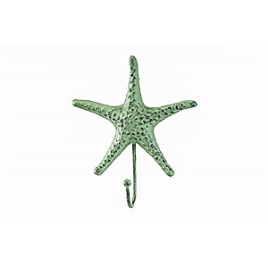 Giftcraft Set of 3 Starfish Shaped Decorative Hooks, Rack for Towels, Jackets, Hats, Metal Coat Hooks Made with Heavy Duty Cast Iron, Wall Mounted Coat Hanger, Unique Ocean Themed Home Decor