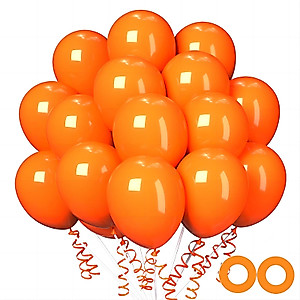 100pcs Orange Balloons, 12 inch Orange Latex Party Balloons Helium Quality for Halloween,Graduation,Birthday Party, Baby Shower,Gender Reveal, BacheloretteParty Party Decoration (with Orange Ribbon)…