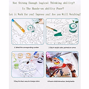 Paint by Number Mountains waterfall DIY Painting On Canvas, Paintwork with Paintbrushes Acrylic Paints,Perfect for Paint by Numbers for Adults and Kids Students Beginner, for Home Wall Decor16x20 Inch