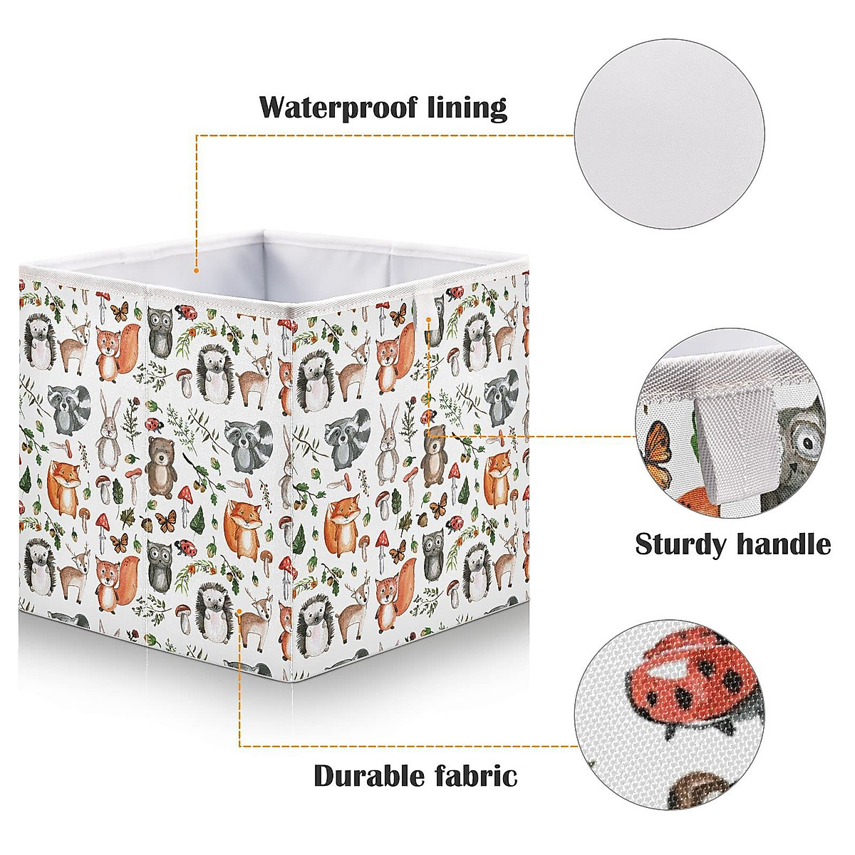 senya Large Storage Bins Woodland Animals Collapsible Foldable Storage Cubes Fabric Basket Closet Organizer Containers Box for Home Bedroom Office 11 x 11 x 11in
