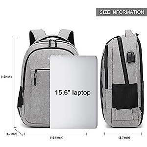 Extra Large Travel Laptop Backpack, Fit for 16 Inch Laptop with USB Charging Port, Headphone Port, 37L Waterproof Overnight Notebook Computer Backpack, Work Business College School Daybag (Grey)