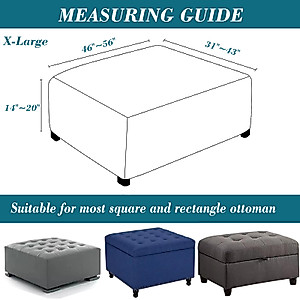 HFCNMY Ottoman Cover Square,Stretch Velvet Square Ottoman Cover Thick Ottoman Slipcover Square Washable Storage Ottoman Cover Foot Stool Cover with Elastic Bottom for Living Room White X-Large