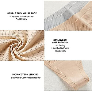 SSSLine Women's Cotton Thongs, Seamless Thongs for Women, Soft Breathable Stretch Panties, 6 Pack Cotton Full Coverage Underwear (Medium, Black)