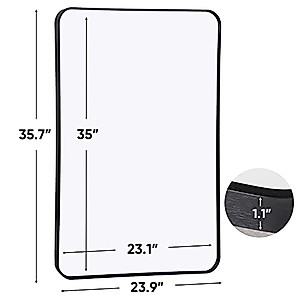 ZenStyle Black Metal Framed Rectangular Wall Mirror 24" x 36" Bathroom Mirror with Peaked Trim for Entryways, Living Rooms, Bathrooms