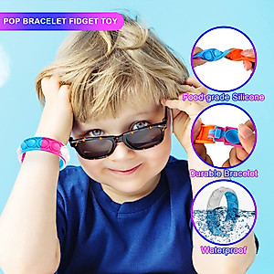 Pop Fidget Toys Bulk Its Kids Party Favors 24PCS Pop Fidget Bracelets It Fidget Toy Pack Fidgets for Classroom Prizes End of Year Student Gifts Birthday Goodie Bag Stuffers Sensory Toys for Girls Boys