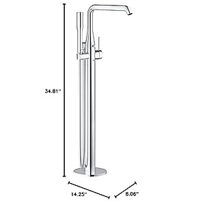 GROHE 2349100A Essense Single-Handle Freestanding Bathtub Faucet with Handheld Shower, Brass, Starlight Chrome