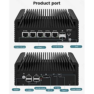 4K Firewall Micro Appliance, 5 Port i226-V 2.5G LAN Fanless Mini PC Intel N100, No DDR5 No NVMe, 2* HDMI, 4xUSB2.0, 1*DP, 1*Type-C, VPN Router PC, OPNsense, Ethernet AES-NI, ESXi Proxmox Host