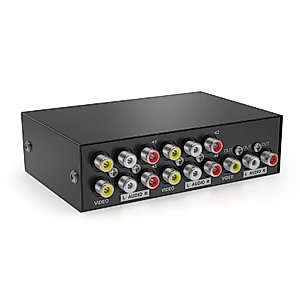 MT-ViKI 8 Way AV RCA Switch, 8 in 1 out Composite Video L/R Audio Switcher Selector Box for DVD Player, SNES, N64, PS2/3 Game Consoles