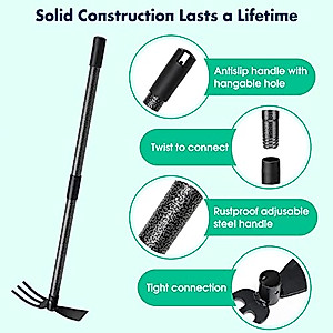 Garden Hoe and Cultivator, 31” Long Heavy Duty Hand Hoe with Tiller,2 Section Handle, Carbon Steel Blade, Cultivator Hoe Garden Tool for Loosening Soil, Digging