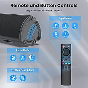 Sound Bar, Bestisan 80W Home Theater Soundbar System with HDMI-ARC Function, Wired and Wireless Bluetooth 5.0 Audio Speaker (Treble/Bass Adjustable,34-Inch, Wall mountable)