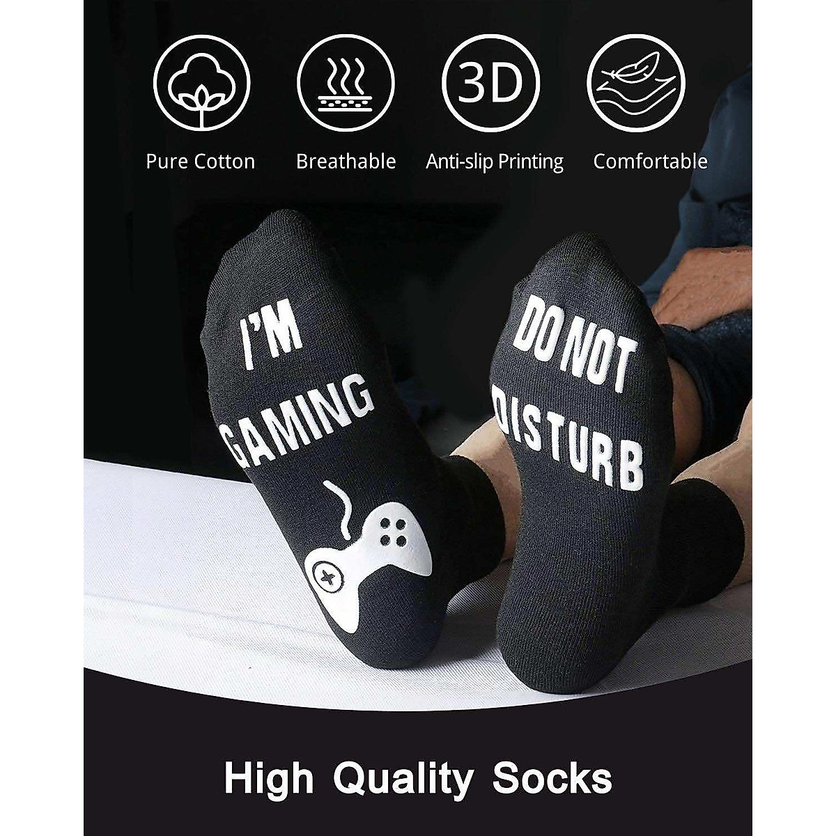 Gifts for Teen Boys, Gamer Pillow, Young Men Gift Ideas, Gaming Gifts for Teenage Boys 8-12 Room Decor for Men Boyfriends Birthday, Gamer Socks + Controller Keychain + Pillow Covers 20x12 Inch