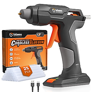 GoGonova Glue Gun Zuel, 20s Fast Preheating Anti-drip Cordless Glue Gun, 2Ah USB-C Rechargeable Hot Glue Gun Kit with 25 Pcs Mini Glue Sticks, Smart Power-Off, Pink