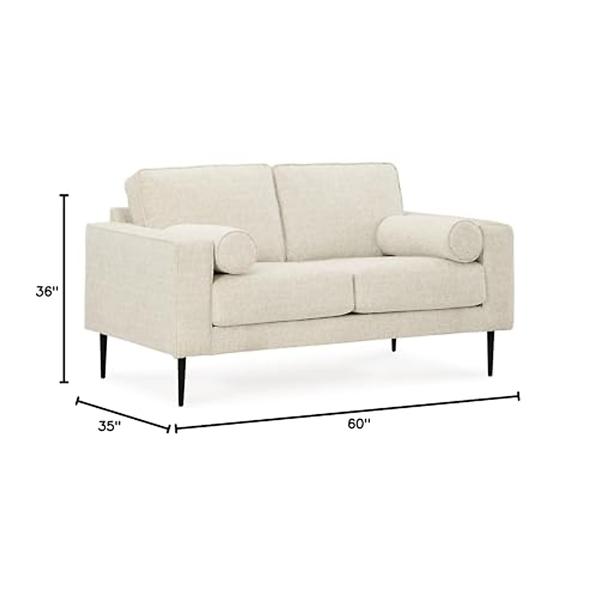 Signature Design by Ashley Hazela Contemporary Loveseat with 2 Bolster Pillows, Beige