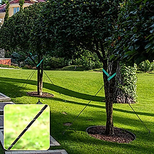 Heavy Duty Steel Tree Stake Kits with Tree Straps and 50ft Reflective Rope Tree Support Anchoring Kit，Tree Supports for Leaning Tree