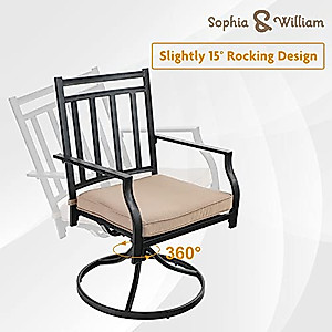 Sophia & William Patio Dining Chairs Set of 2 Swivel Outdoor Dining Metal Chair with Cushion Support 300 lbs for Garden Backyard Bistro Furniture Set