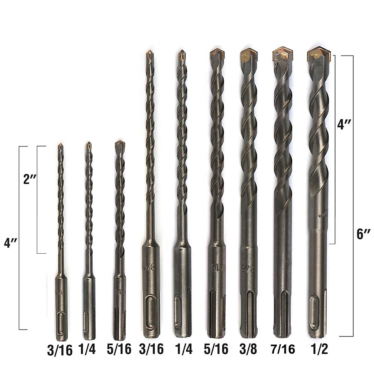 25PCS, 7/16" x 6", SDS Plus Drill Bits, Rotary Drill Bit, Masonry Drill bit Set, SDS+ Hammer Bits