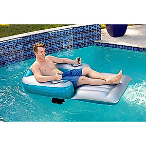 Splash Runner 2.5 Motorized Inflatable Pool Lounger, Water Hammock Raft for Pool or Lake, Toy for Adults & Kids, Lightweight, Durable, Propellers Enclosed w/Safety Grill, Batteries Required
