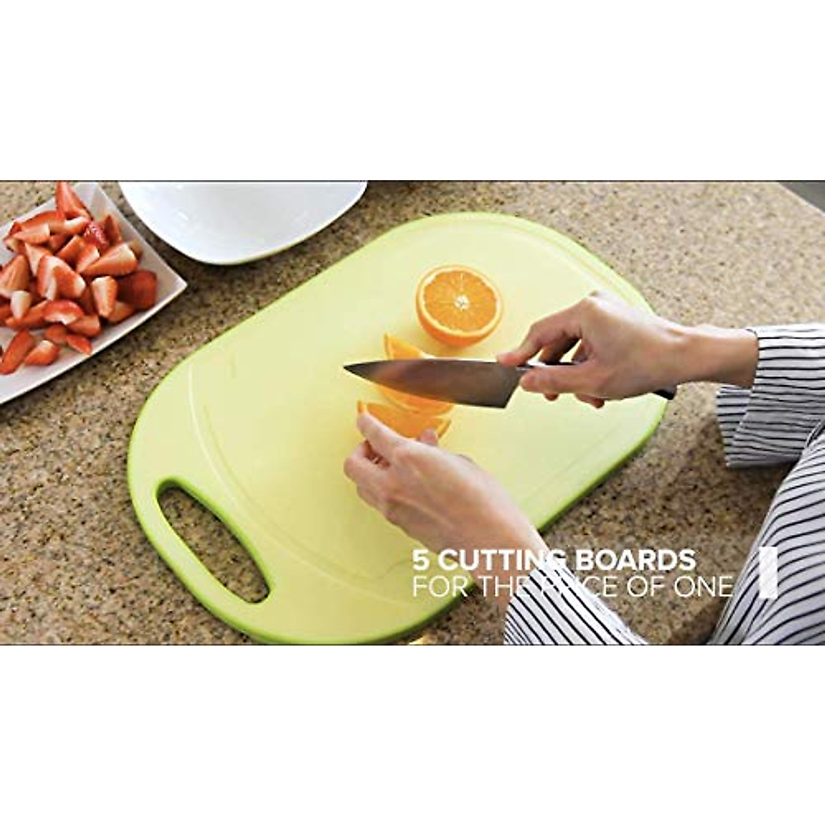 Kylermade (5 Layers) Multi-Layer Non-Slip Cutting Board, Innovative 5 layered construction, 5 Kitchen Chopping Boards for Price of 1, BPA Free, Non Porous, Dishwasher Safe, Juice Grooves (Blue)