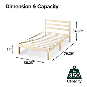 ZINUS Robin Wood Platform Bed Frame with Headboard / Wood Slat Support / No Box Spring Needed / Easy Assembly, Twin