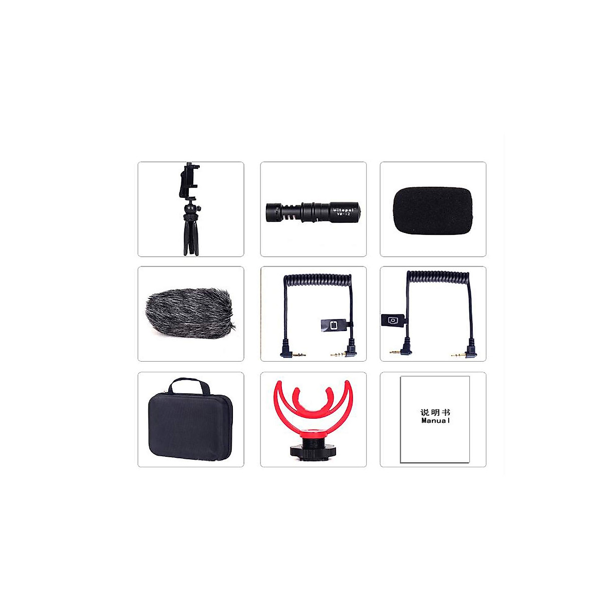 Vitopal VM-i2 Universal Video Microphone Kit for Smartphones, DSLR Camera, Vlogging, Recording Music, Live Streaming (VM-i2=VM-i1+Tripod Kit)