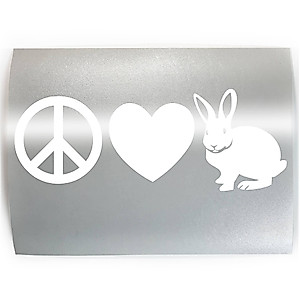 PEACE LOVE RABBIT #2 - PICK COLOR & SIZE - Rabbits Bunnies Pet Vinyl Decal Sticker A