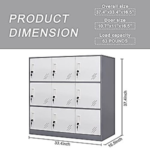 paixisi 9 Doors Locker Storage， Metal Locker Cabinet, Locker Metal Organizer with Lock and lockers for Employees, Kids, Home, Office Storage lockers, Gym Storage for lockers, School…