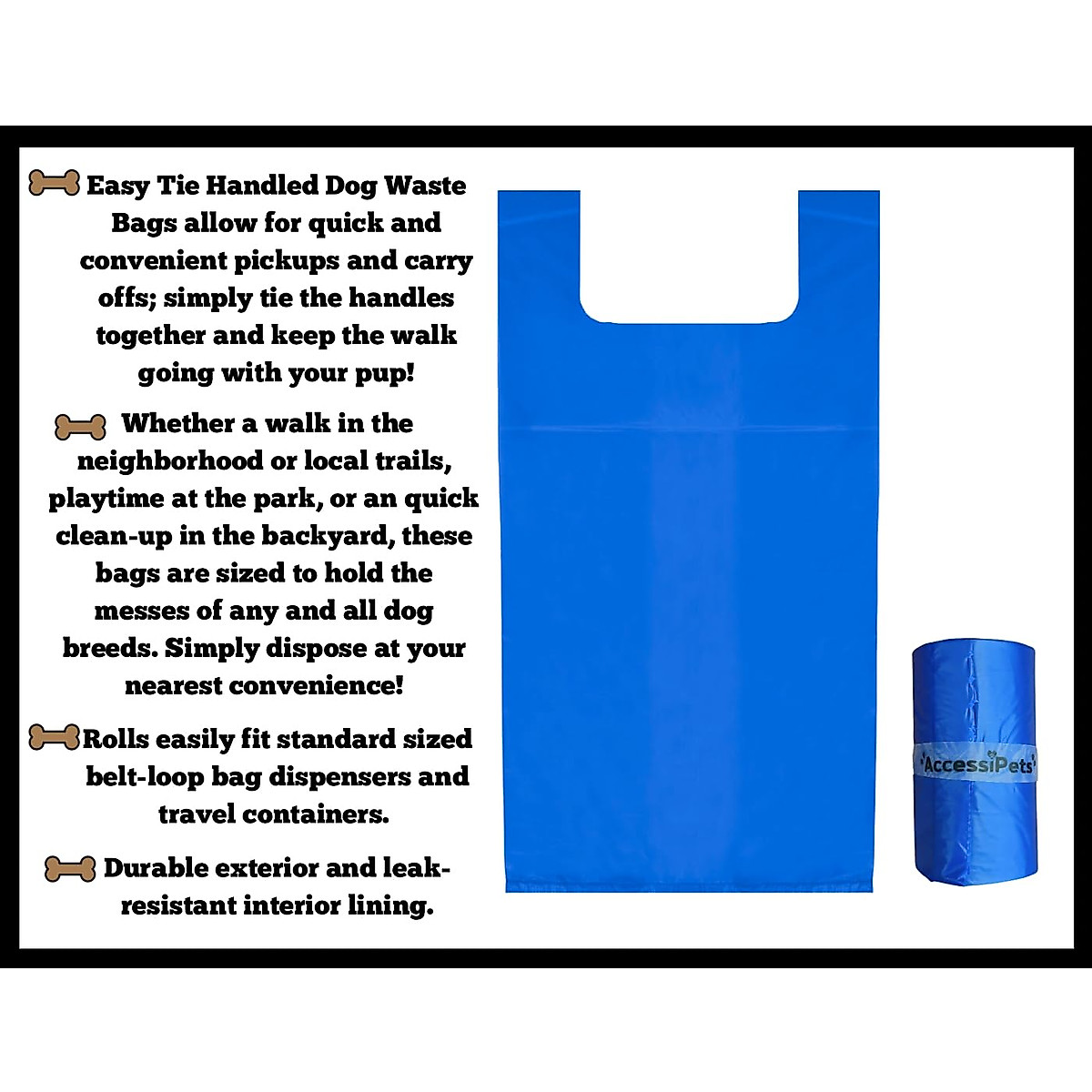 AccessiPets Dog Chews Bundles for Medium and Large Dogs, 6 Inch Rawhide Free Alternative Collagen Rolls Bundle with 1 Dog Waste Roll, Long-Lasting Dental Treats (Beef, 4 Count)