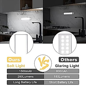 EVERDOSS Under Cabinet Lights Wireless, Under Counter Lights for Kitchen,2 Packs 30 LEDs 6000K 7.8ins Cabinet Lights Motion Sensor,1500 Mah Motion Sensor Under Cabinet Light with Magnet Sticks
