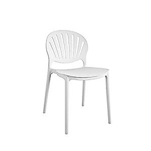 COSCO Outdoor/Indoor Stacking Resin Chair with Shell Back, 2-Pack, White