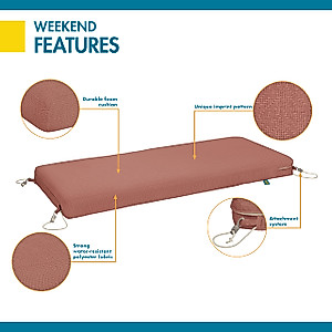 Duck Covers Weekend Water-Resistant Outdoor Bench Cushion, 54 x 18 x 3 Inch, Cedarwood, Patio Furniture Cushions