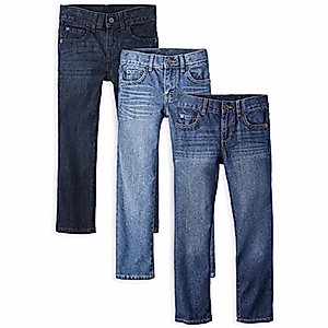 The Children's Place Boys Basic Straight Leg Jeans,Carbon Wash/Deep Blue Wash/Dk Juptier 3 Pack,8