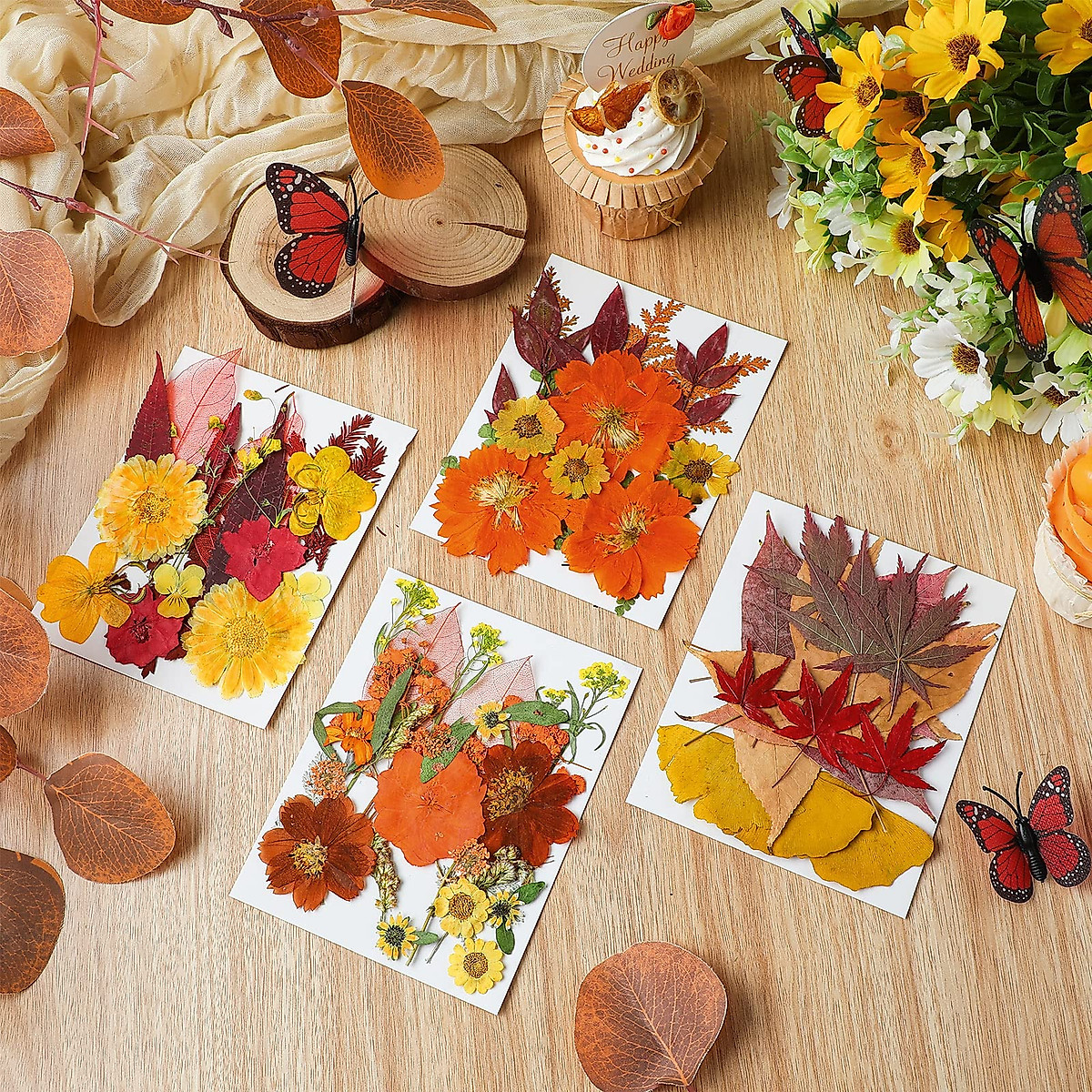 Pressed Flowers Bulk Dried Flower for Resin Mold, Dried Flower Leave Natural with Tweezer for Crafts Christmas DIY Gift Scrapbooking(Graceful Style)