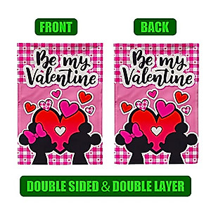 Be Mine Valentines Garden Flag, Valentines Decorations Yard Outside Flag 12x18 Vertical Burlap Double Sided Decor for Home Outdoor Hanging