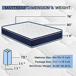 AICEHOME King Mattress,10 Inch Memory Foam Hybrid Mattress with Innerspring in a Box Medium King Size Mattress Pressure Relief & Supportive (King)