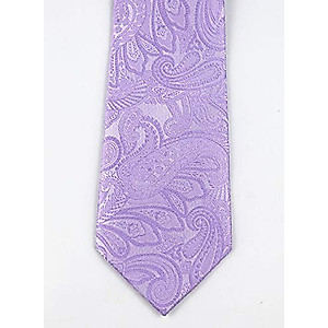 Men's Silk Purple Ties Paisley Pattern 3.15" Width Dress Lavender Summer Necktie