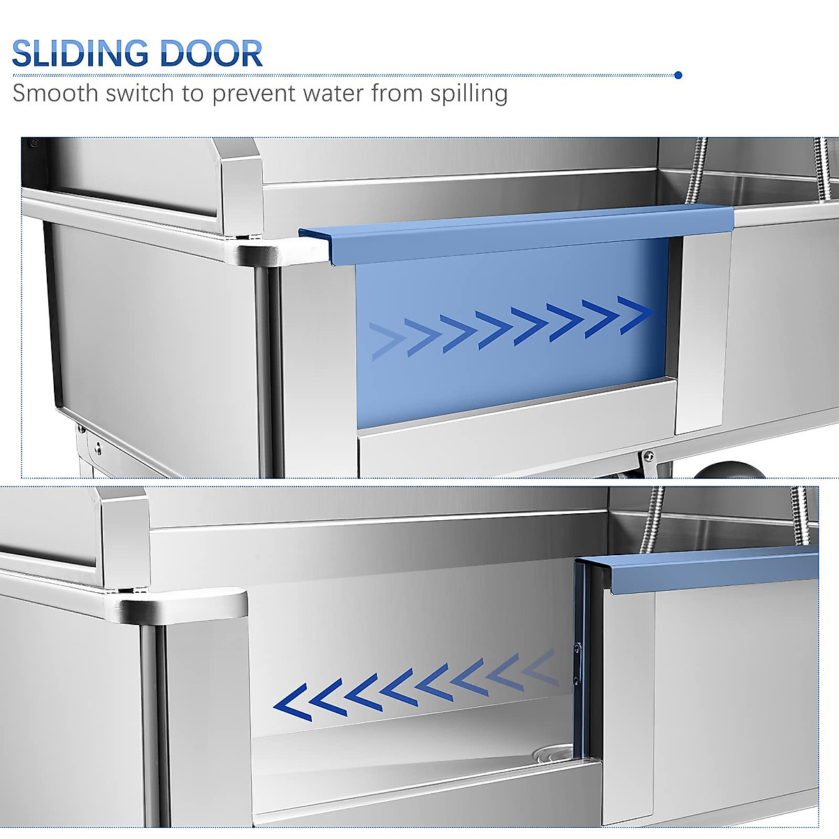 ARTYUIO 34'' Pet Grooming Tub Dog Washing Station for Small Dogs Pet Bathtub Stainless Steel Dog Bathing Tub Wash Sink Shower Station with Retrackable Stairs, Sliding Door,Home Commercial